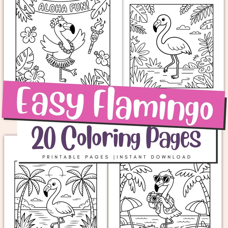 Flamingo Coloring - Etsy