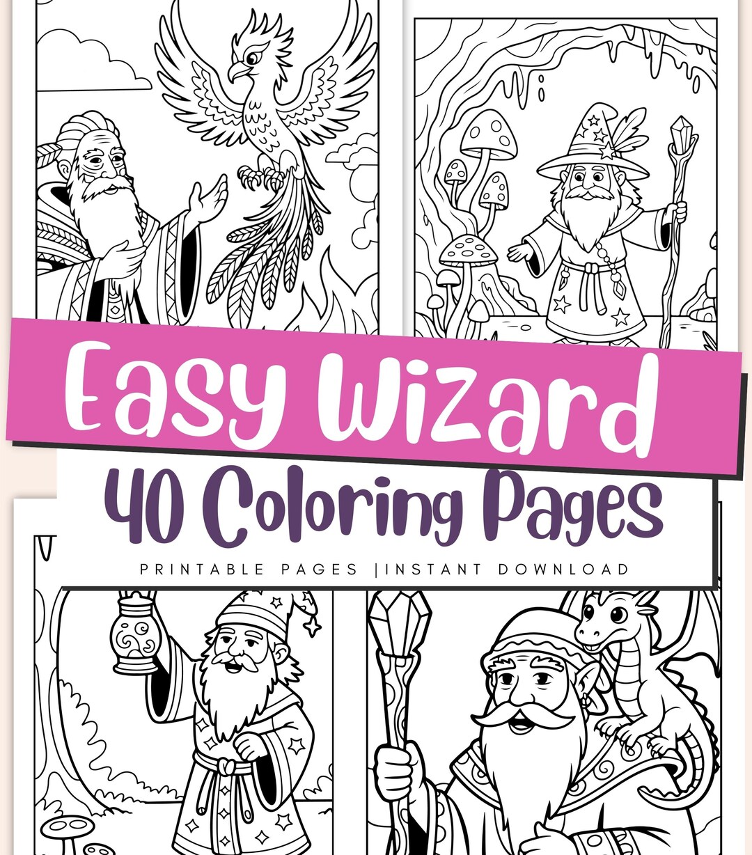 Easy Wizard Coloring Pages for Kids – Fun Magical Halloween Printables ...