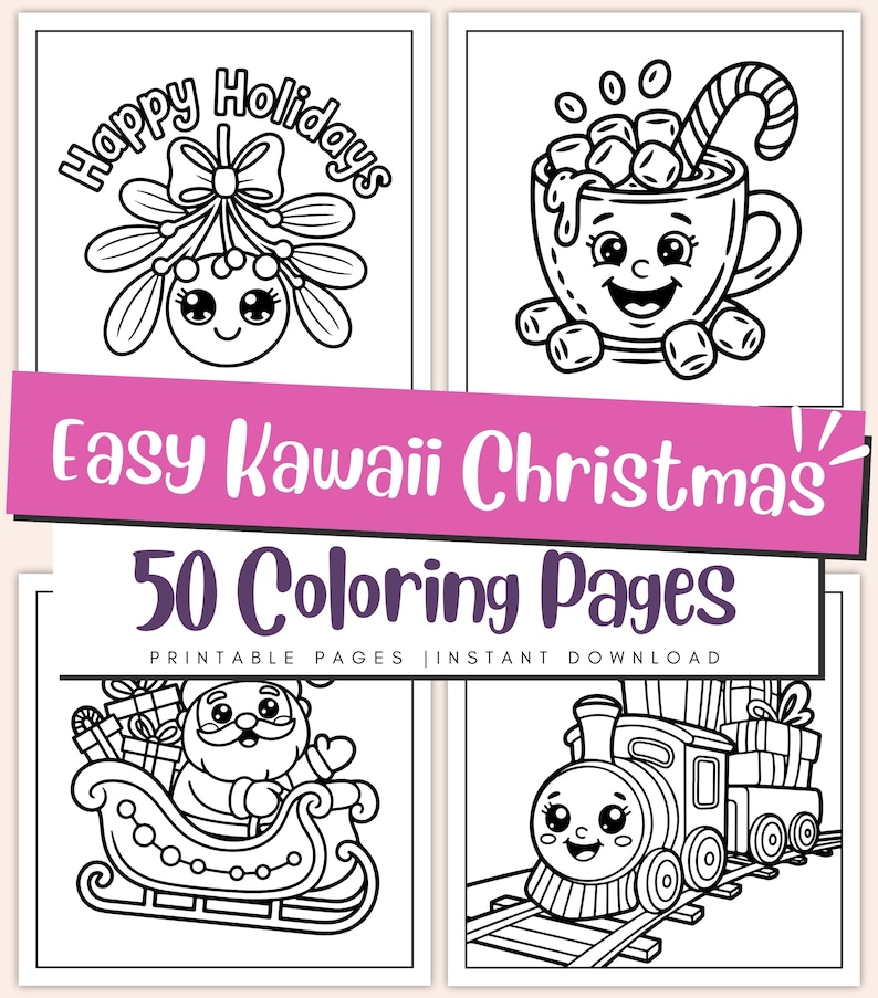 Bold and Easy Christmas Coloring Pages for Kids – Fun Kawaii Holiday ...