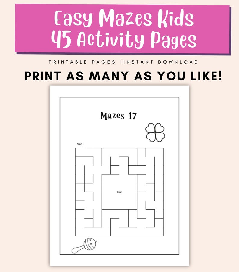 Easy Mazes for Kids – Printable Maze Worksheets, Fun Brain Teasers ...
