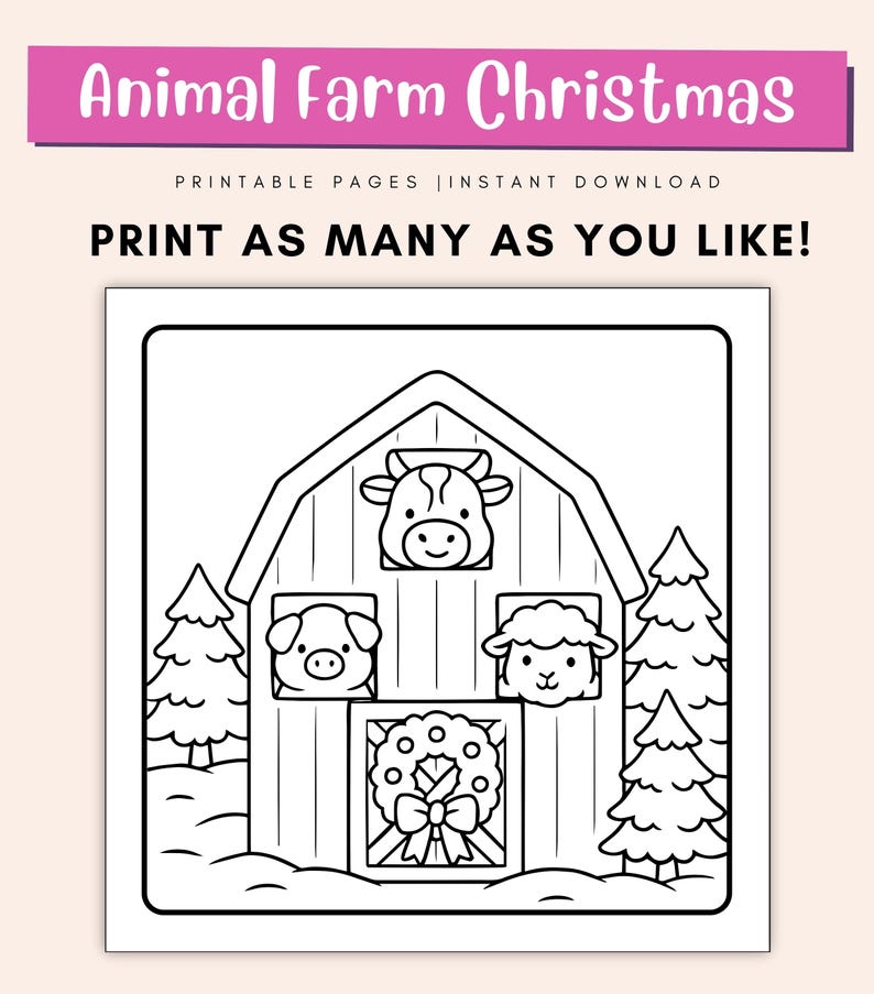 Animal Farm Christmas Coloring Pages – Festive Barnyard Fun & Holiday ...