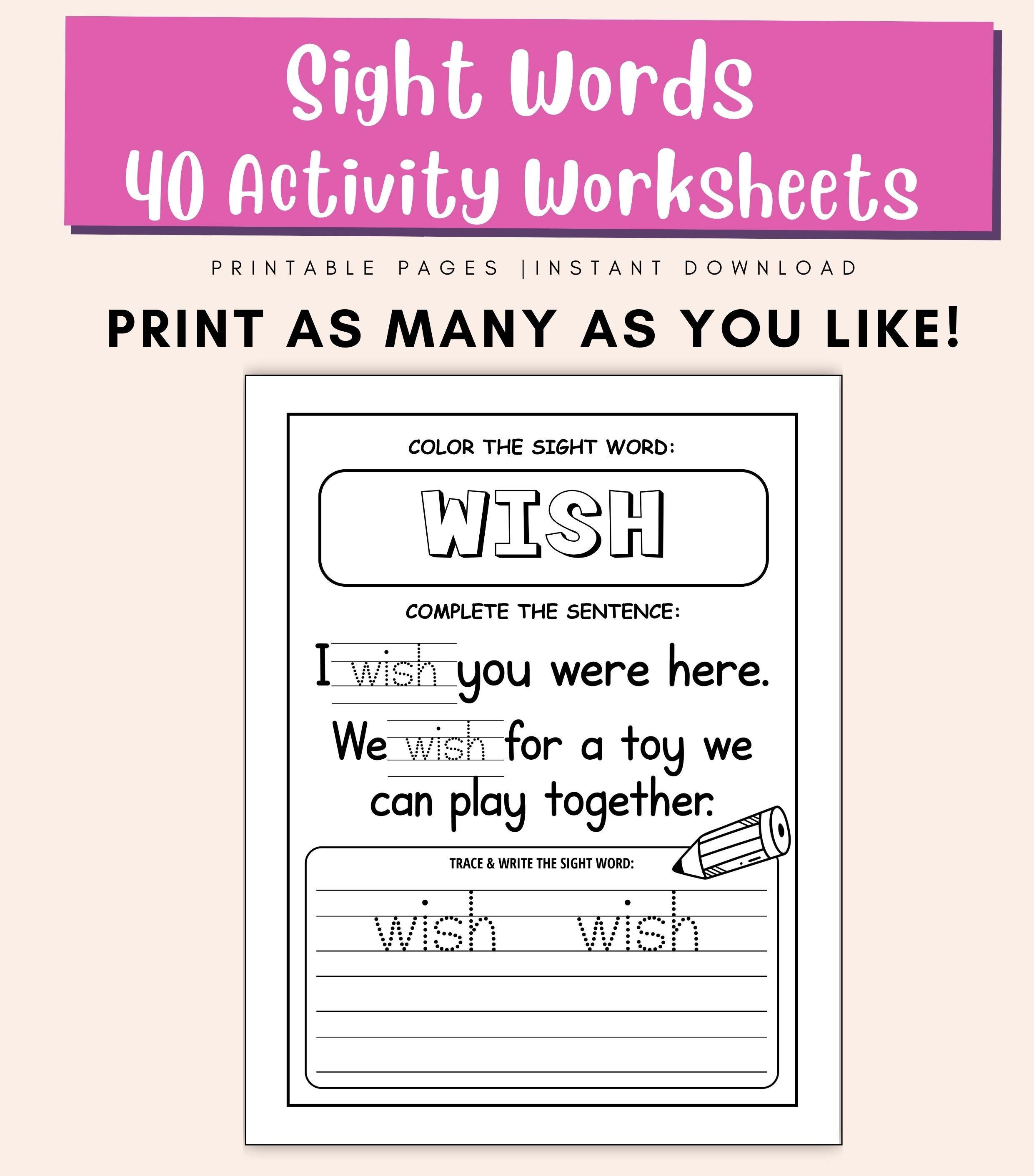 Printable Sight Words Color Trace and Write, Writing Worksheets ...