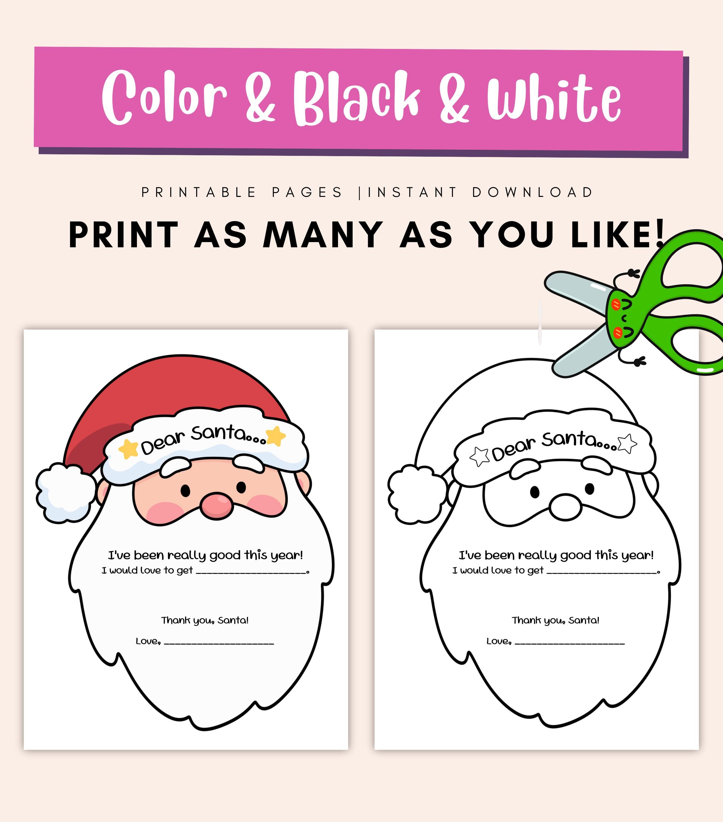 Dear Santa Letter Printable – Christmas Wish List Coloring Page for ...