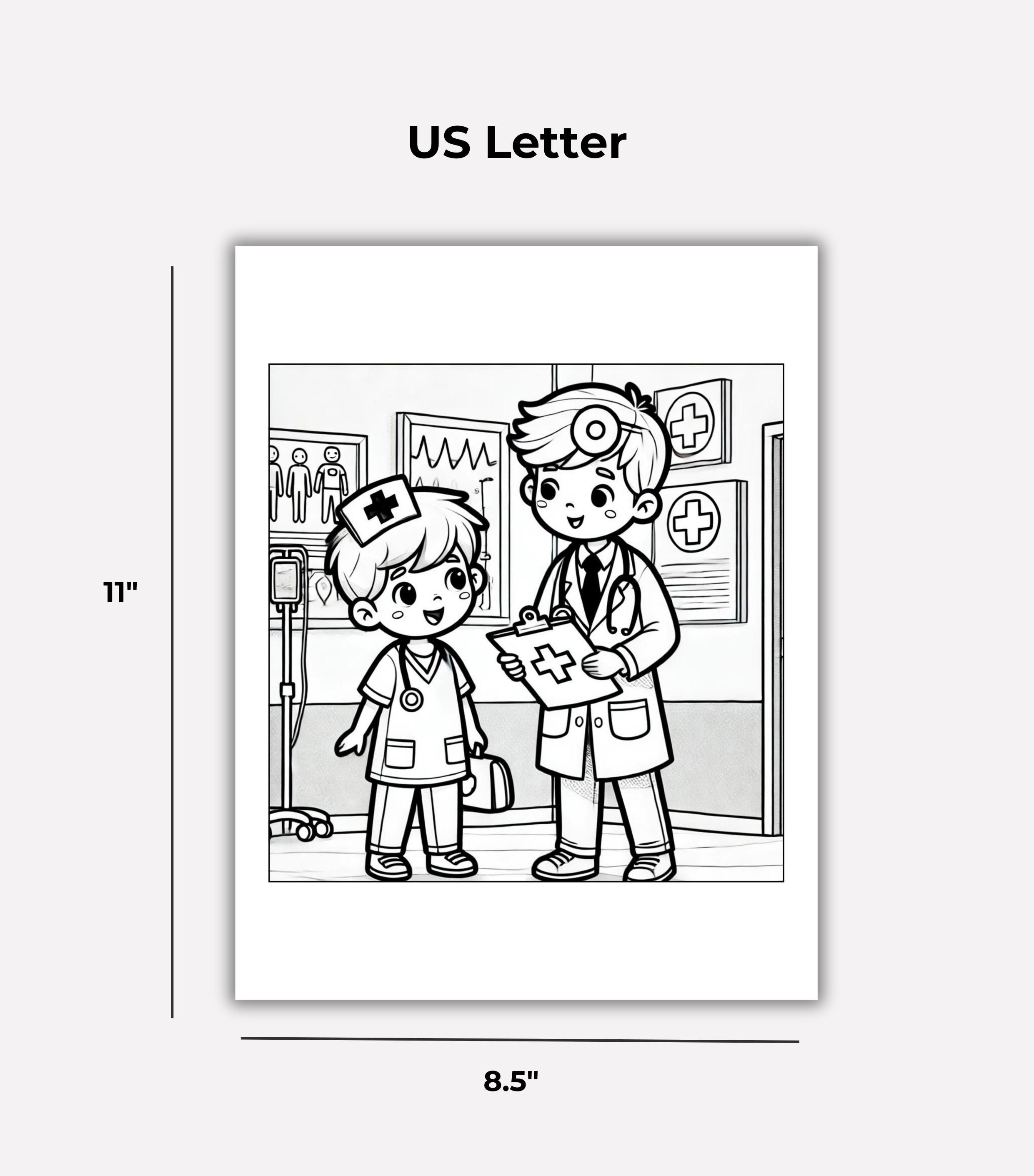 Little Doctor Coloring Pages for Kids: Nurse & Surgeon Printable ...