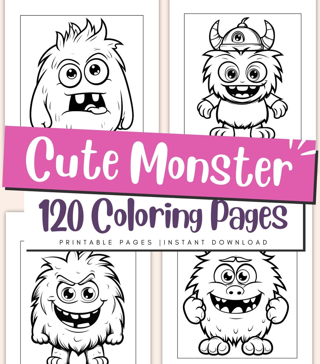 Cute Monster Coloring Pages for Kids, Little Kawaii Monsters Printable ...