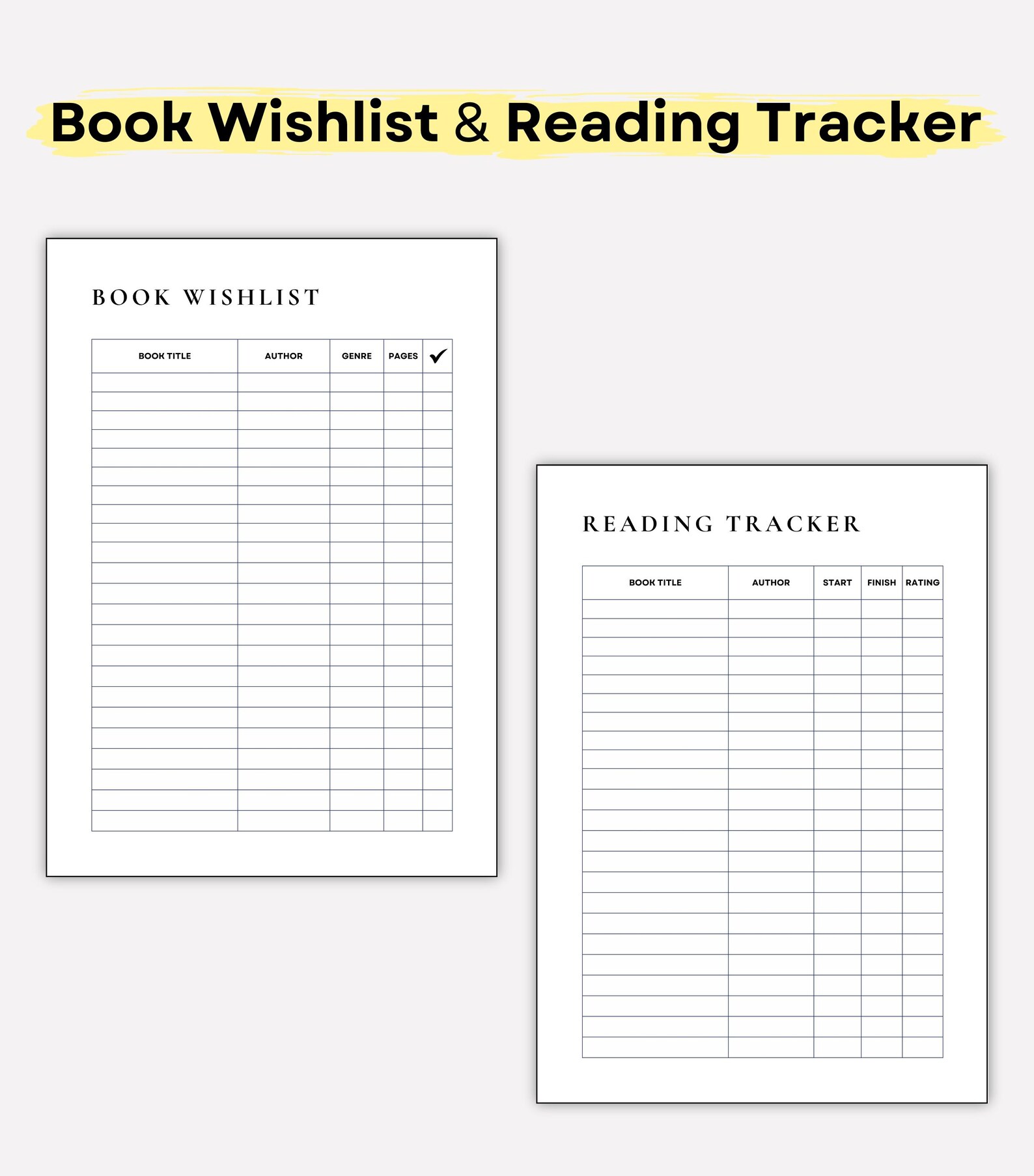 Reading Tracker PDF Fillable, Book Wishlist, Printable Book Habit ...