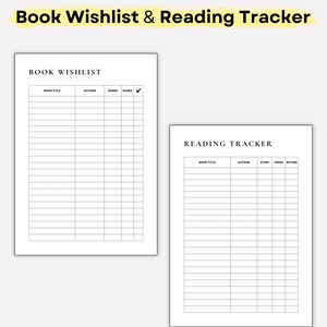 Reading Tracker PDF Fillable, Book Wishlist, Printable Book Habit ...