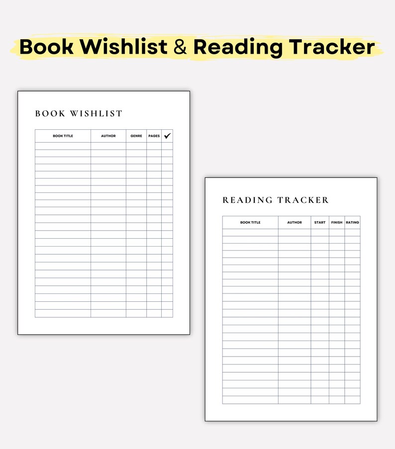 Reading Tracker PDF Fillable, Book Wishlist, Printable Book Habit ...