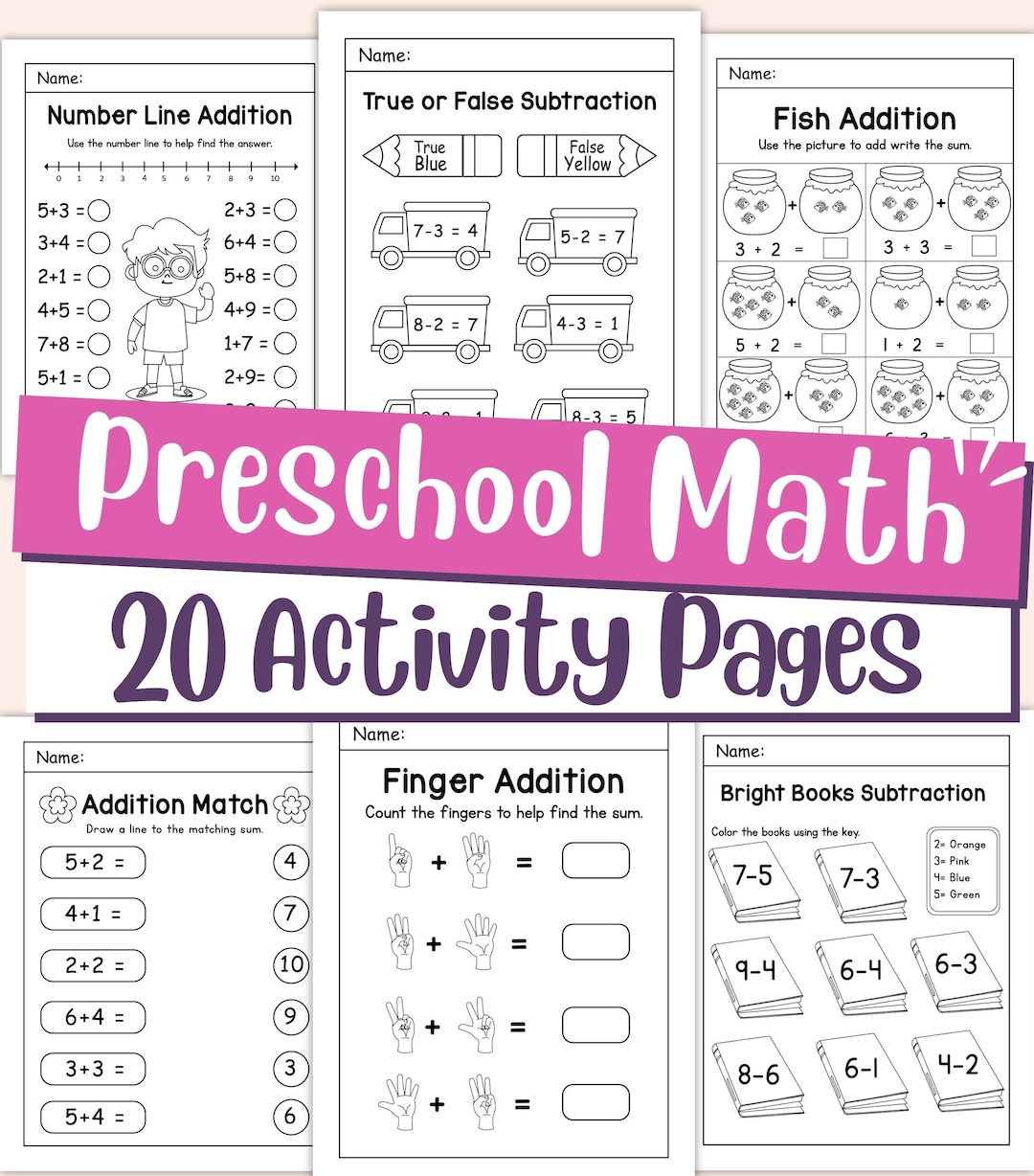 Preschool Math Addition and Subtraction Worksheets – Printable Early ...