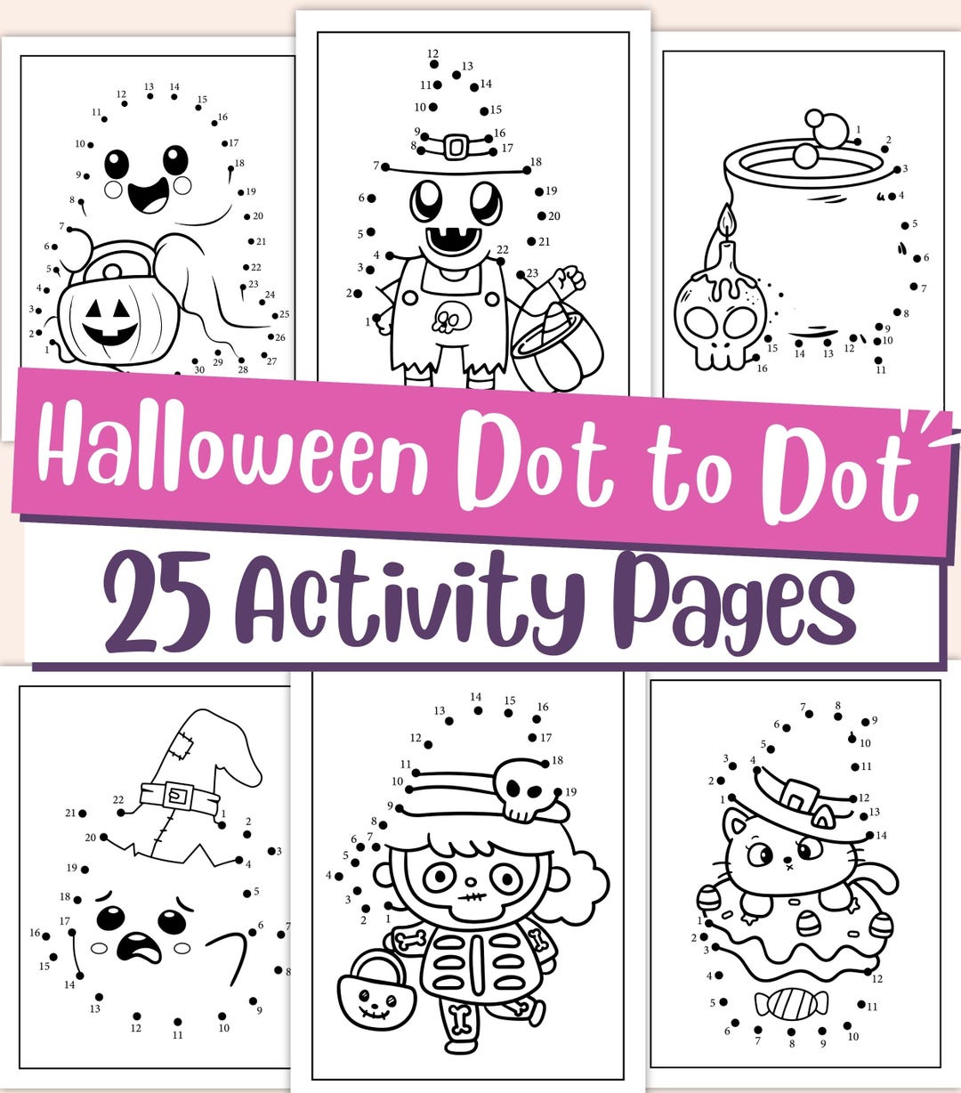 Halloween Dot to Dot Worksheets for Kids: Fun Connect the Dots Activity ...