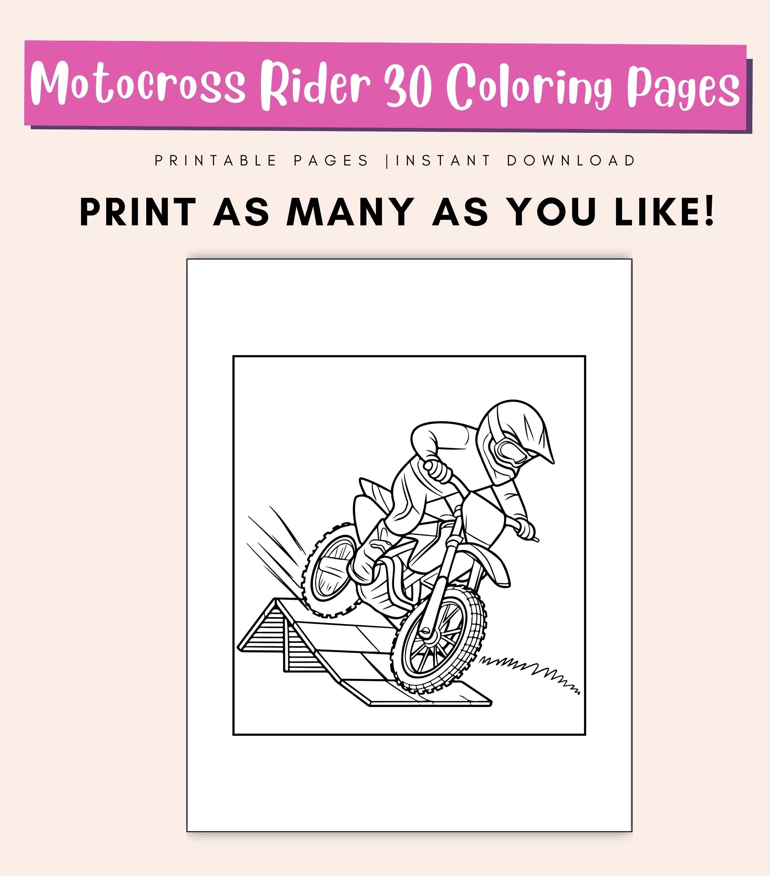 Motocross Coloring Pages for Kids: Dirt Bike Racing Printable Activity ...