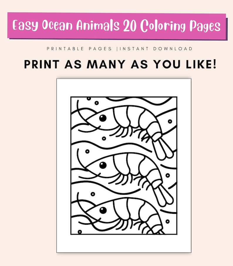 Easy Ocean Animals Coloring Pages for Kids - Simple Dolphins, Whales ...