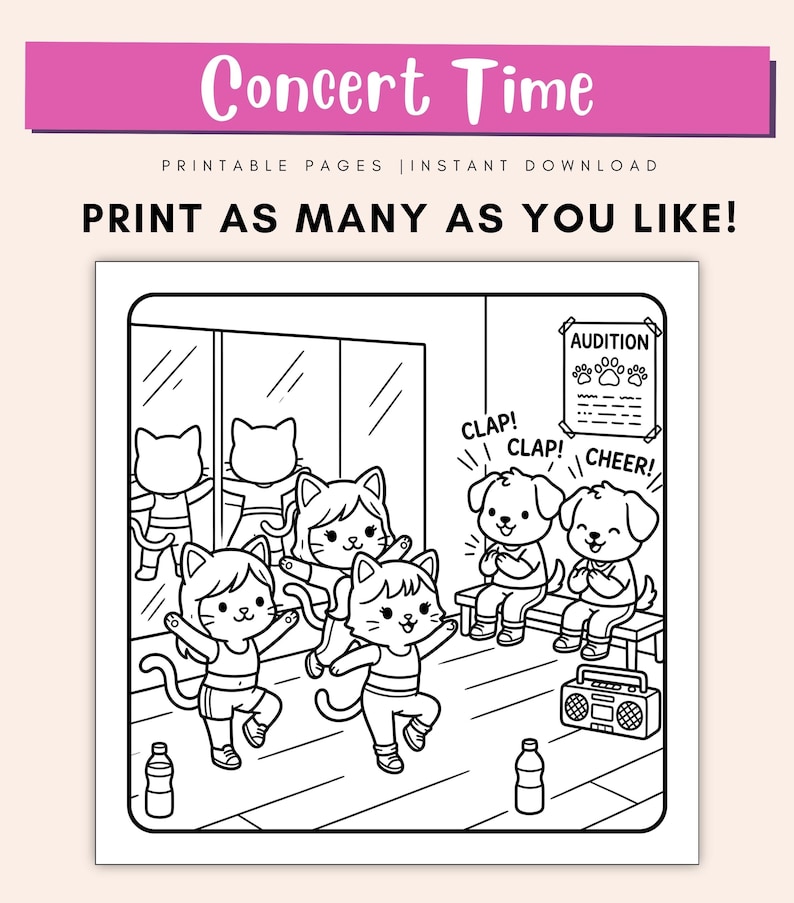 Music Star Coloring Pages for Kids, Singing Superstar Printable PDF ...