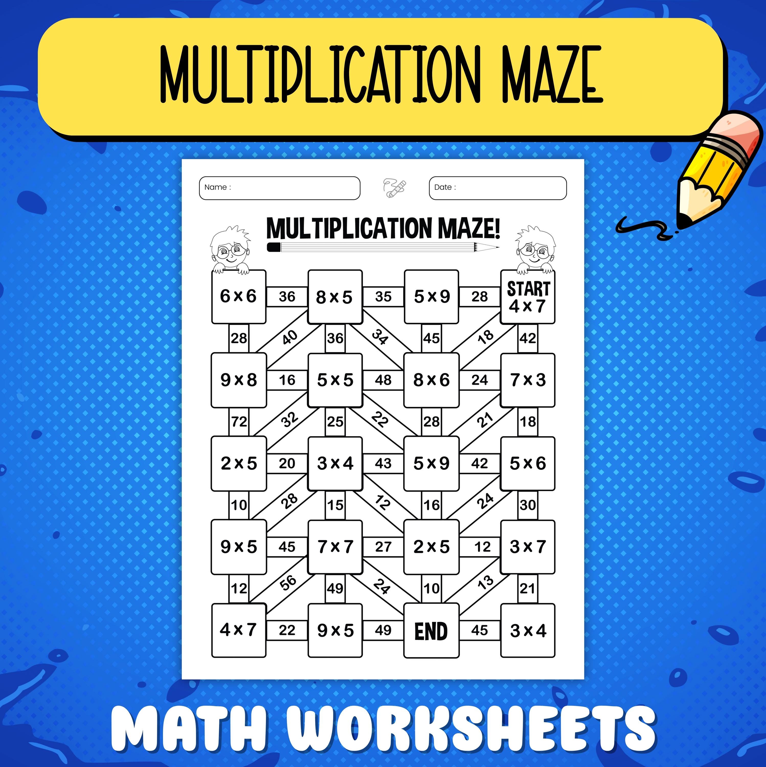 Multiplication Maze Puzzle Worksheets for Kids – Fun Math Facts ...