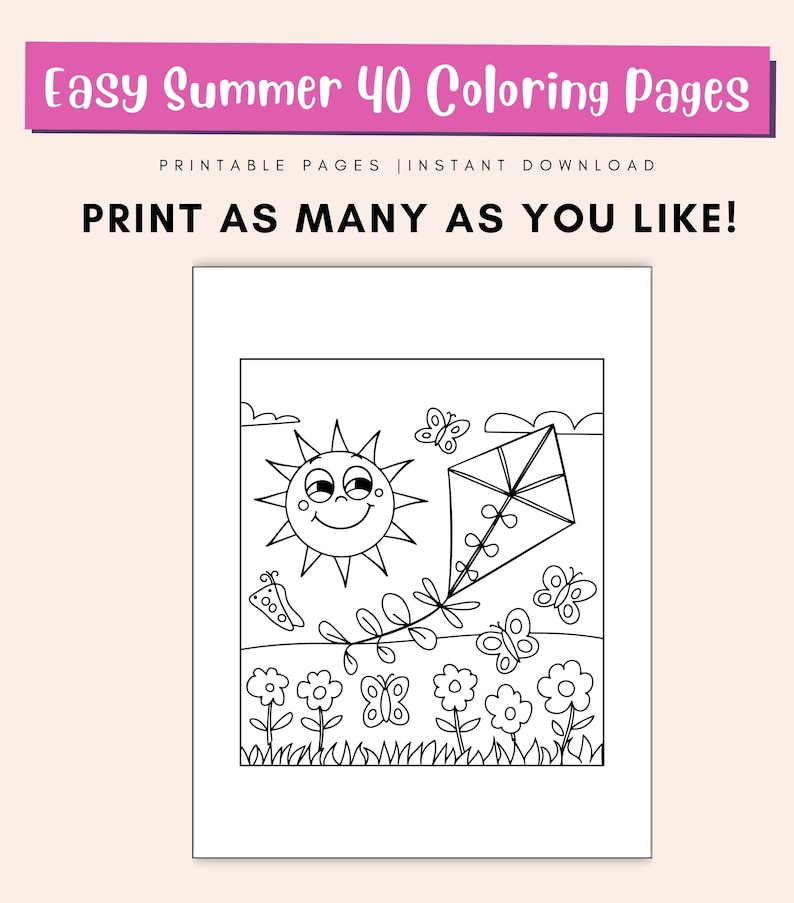 Easy Summer Coloring Pages for Kids – Bold & Simple Activity Book – Fun ...
