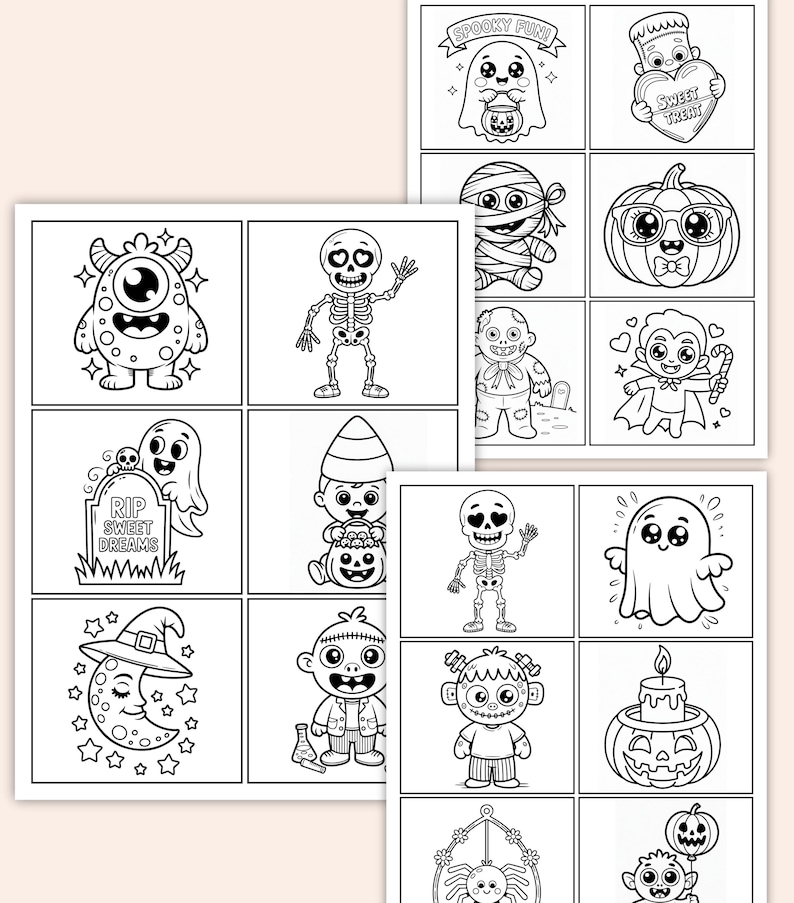 Mini Halloween Coloring Pages for Kids – Bold & Easy Spooky Scenes, Fun ...