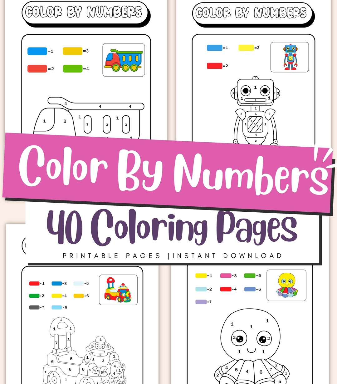 Color by Numbers for Kids, Painting by Numbers Activity Book, Coloring ...