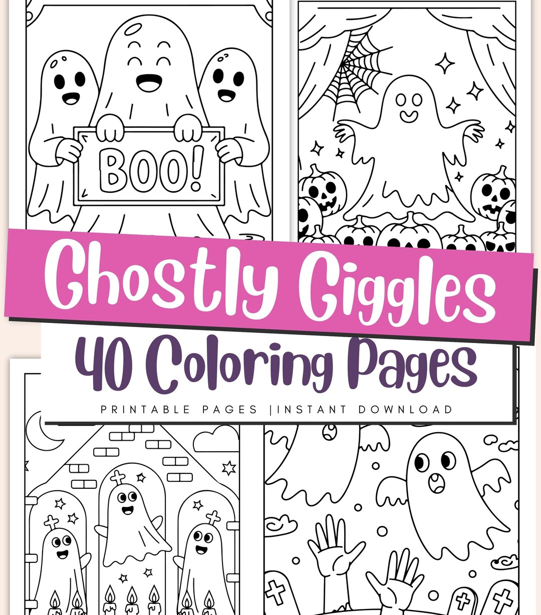 Ghostly Giggles Coloring Pages for Kids: Friendly Halloween Ghost ...