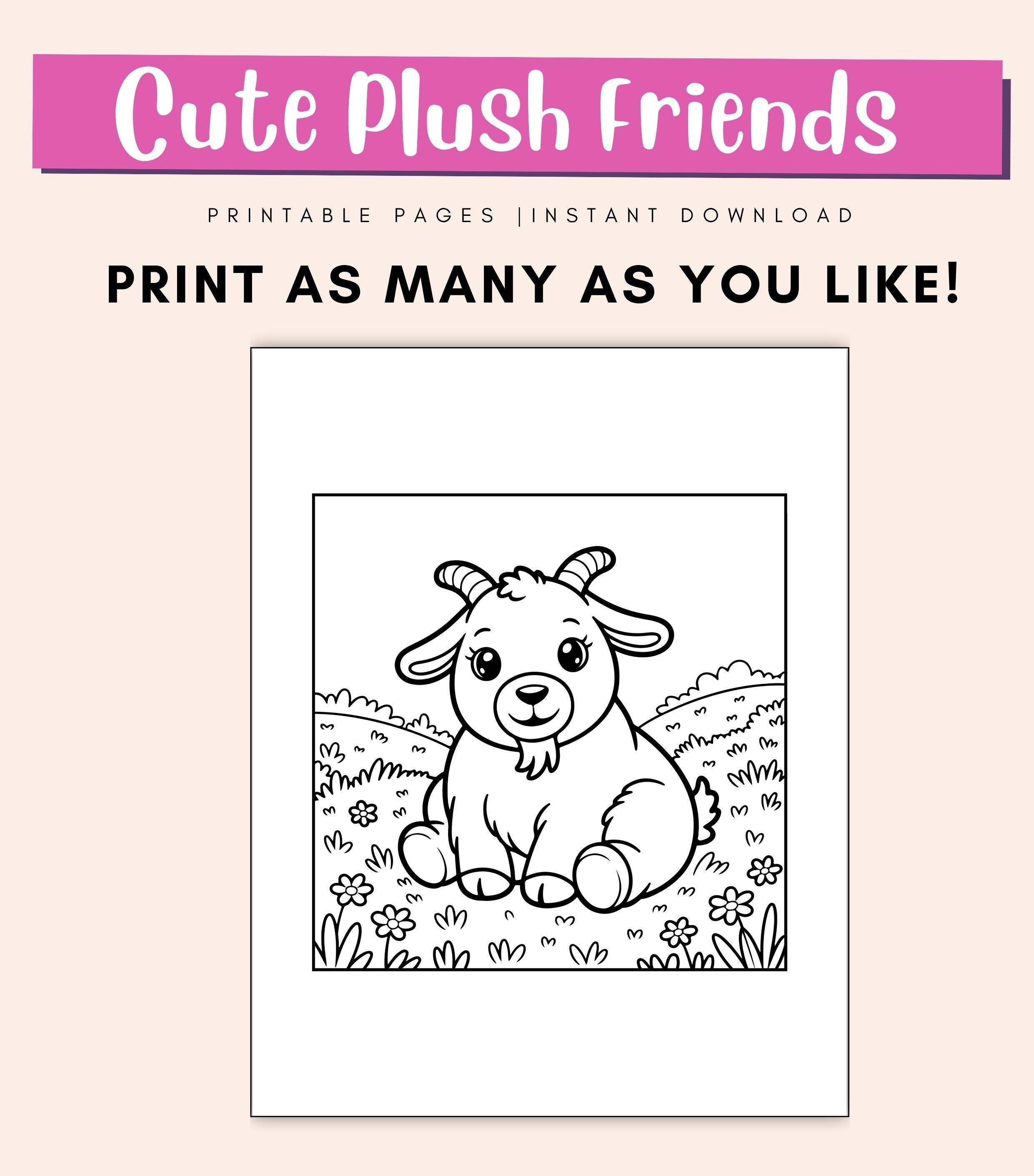 Kawaii Plush Animal Coloring Pages for Kids: Fun Printable Activity ...