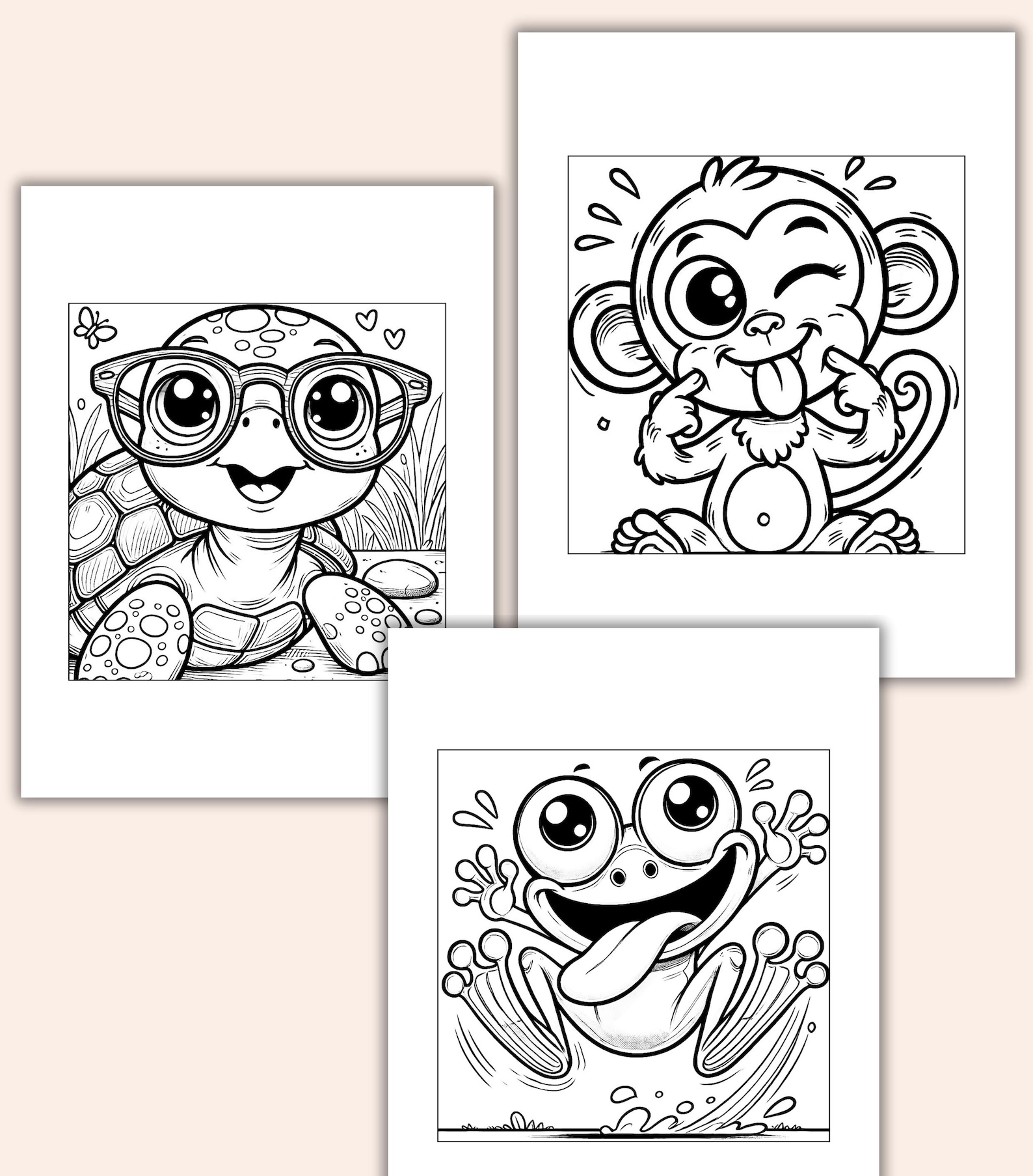 Funny Animals Coloring Pages for Kids, Printable Instant Download ...