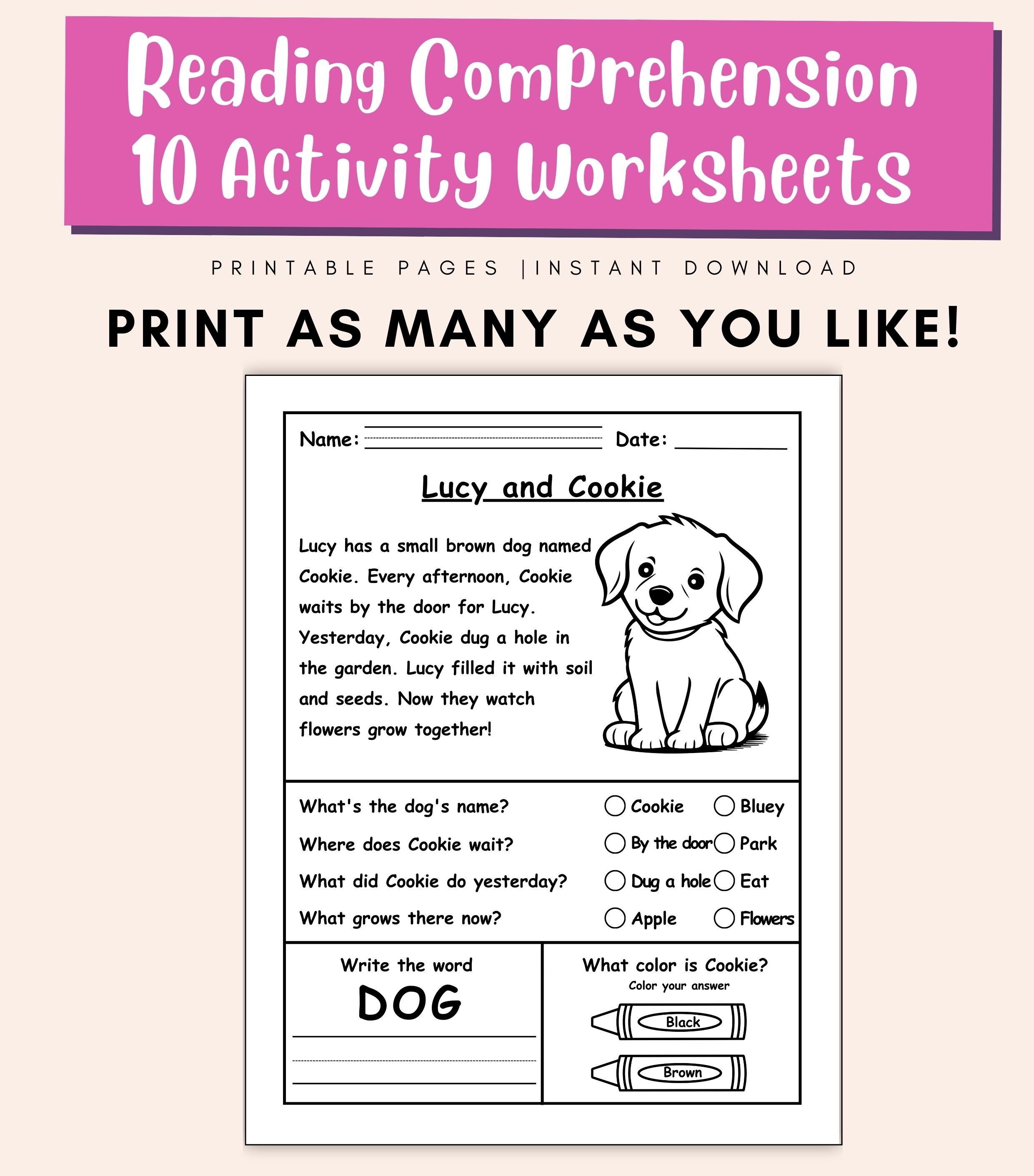 Reading Comprehension for Kids, Printable Kindergarten Activity ...