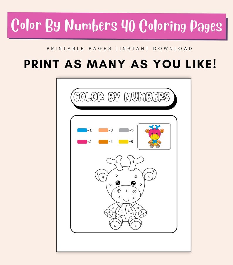 Color by Numbers for Kids: Easy Painting Activity Book Printable ...