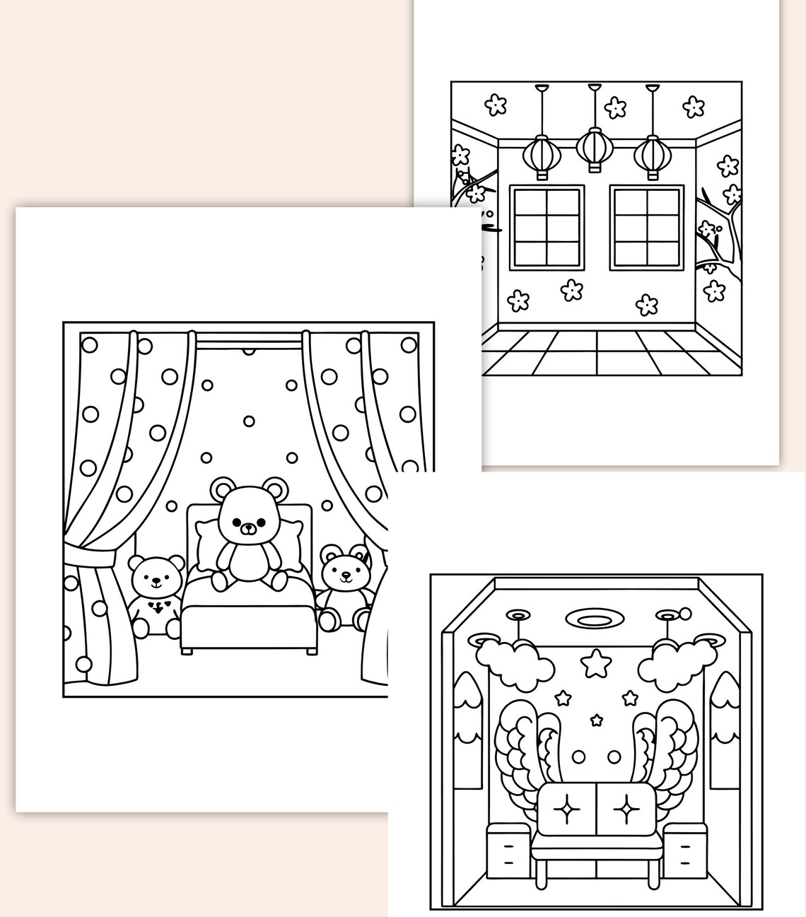 Cozy Room Coloring Pages for Kids: Princess, Space & Kawaii Bedroom ...