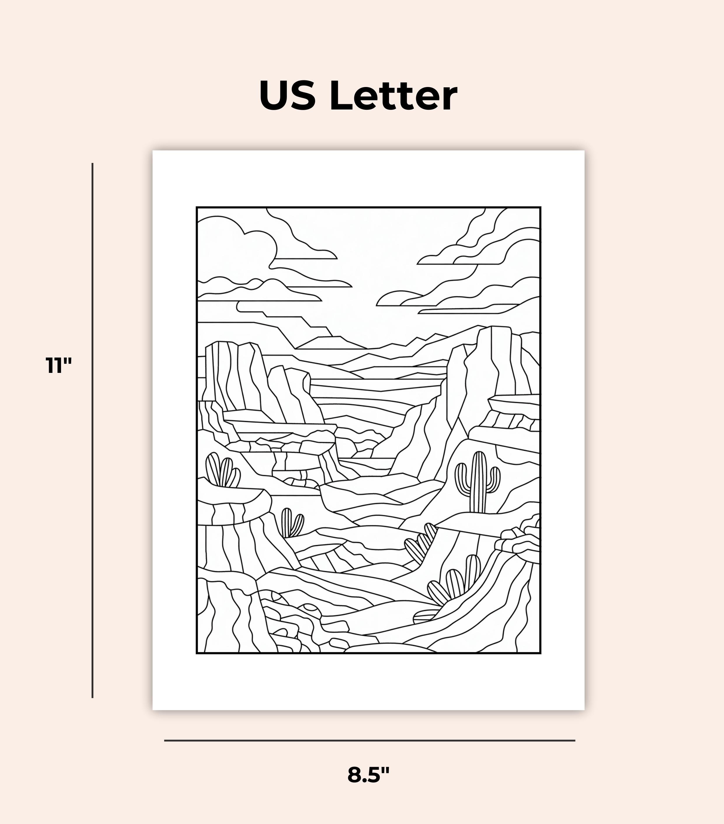 Stained Glass Landscape Coloring Pages for Kids & Adults: Printable ...