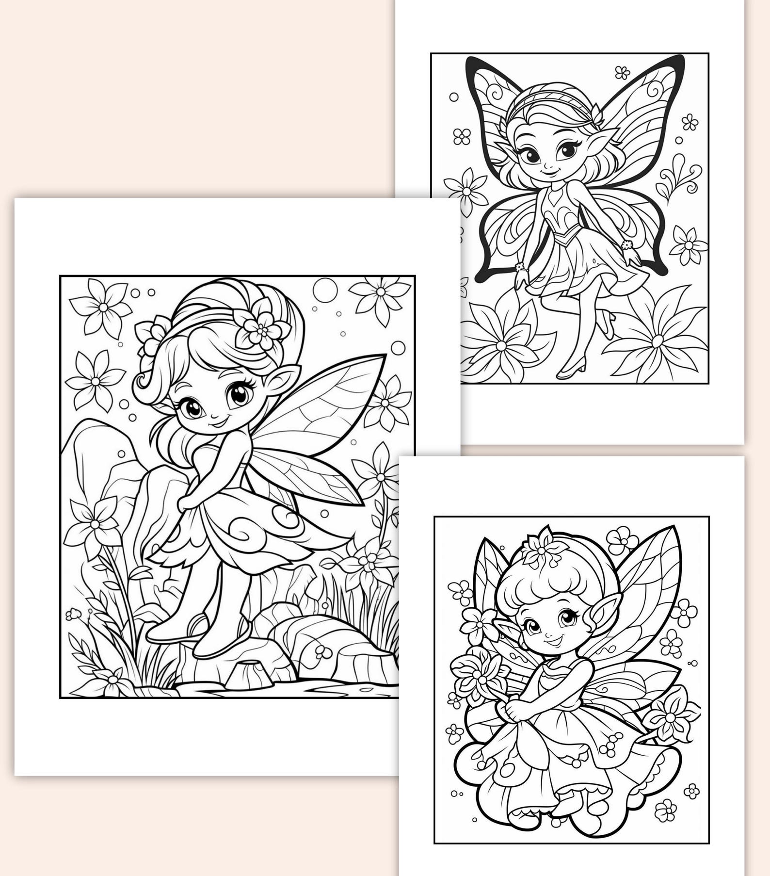 Easy Fairy Coloring Pages for Kids & Adults - Printable Simple Fantasy ...