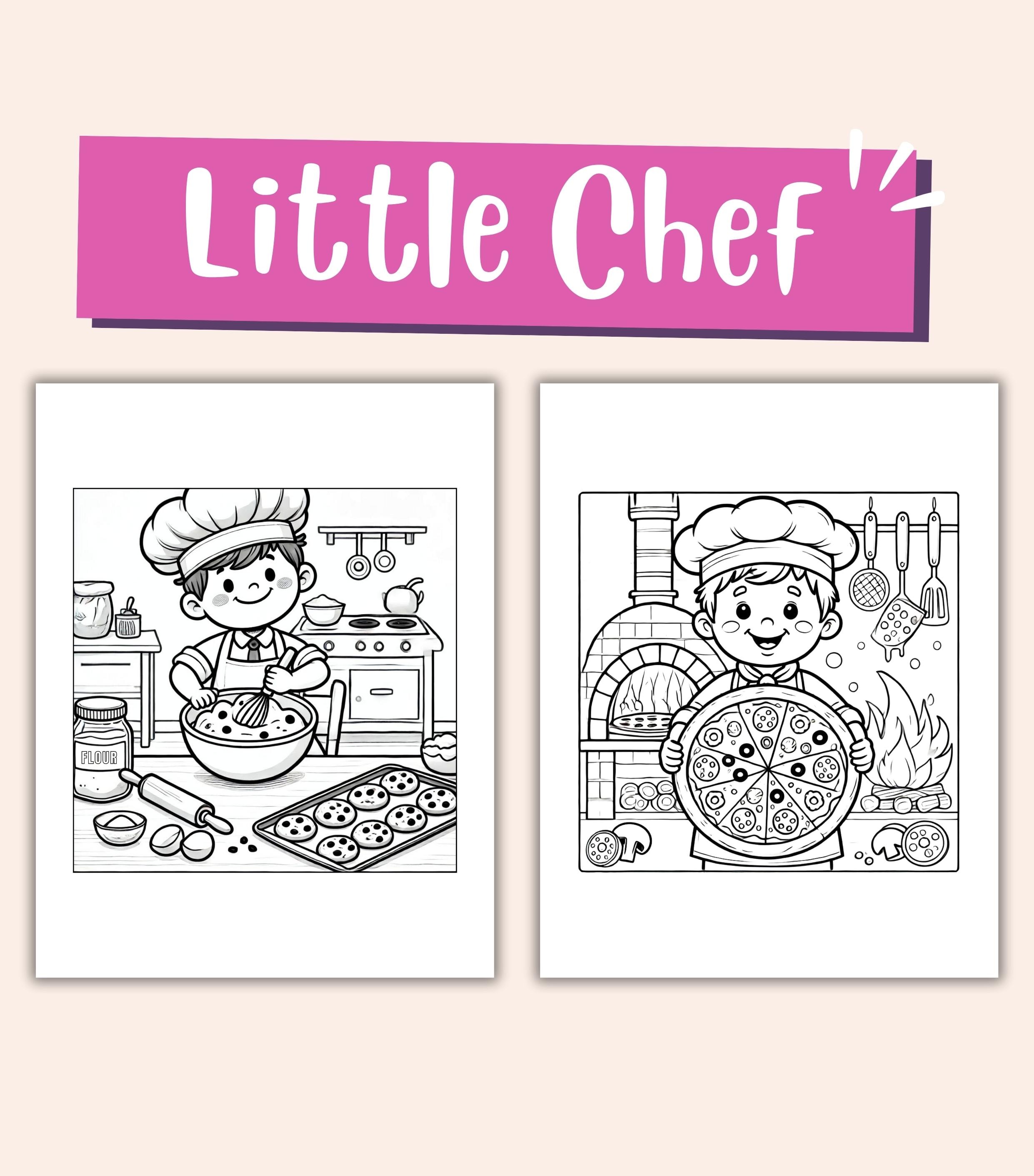 Little Chef Coloring Pages for Kids: Cooking & Kitchen Fun Activity ...