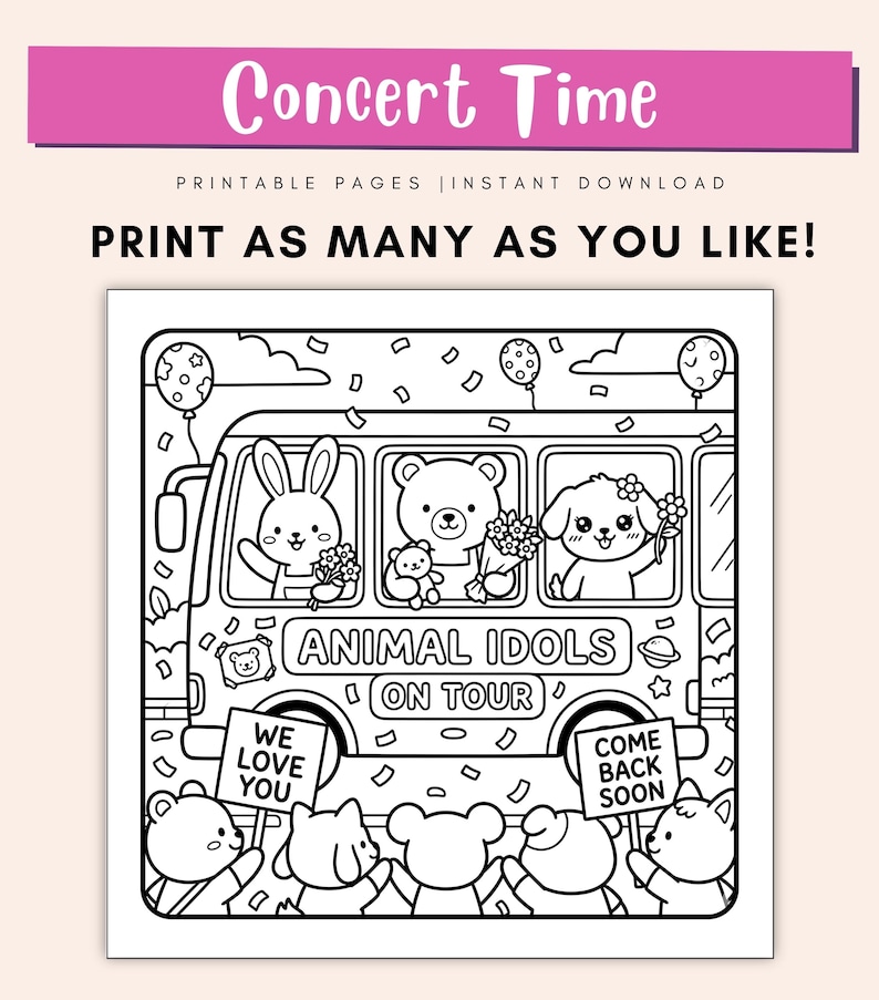 Music Star Coloring Pages for Kids, Singing Superstar Printable PDF ...