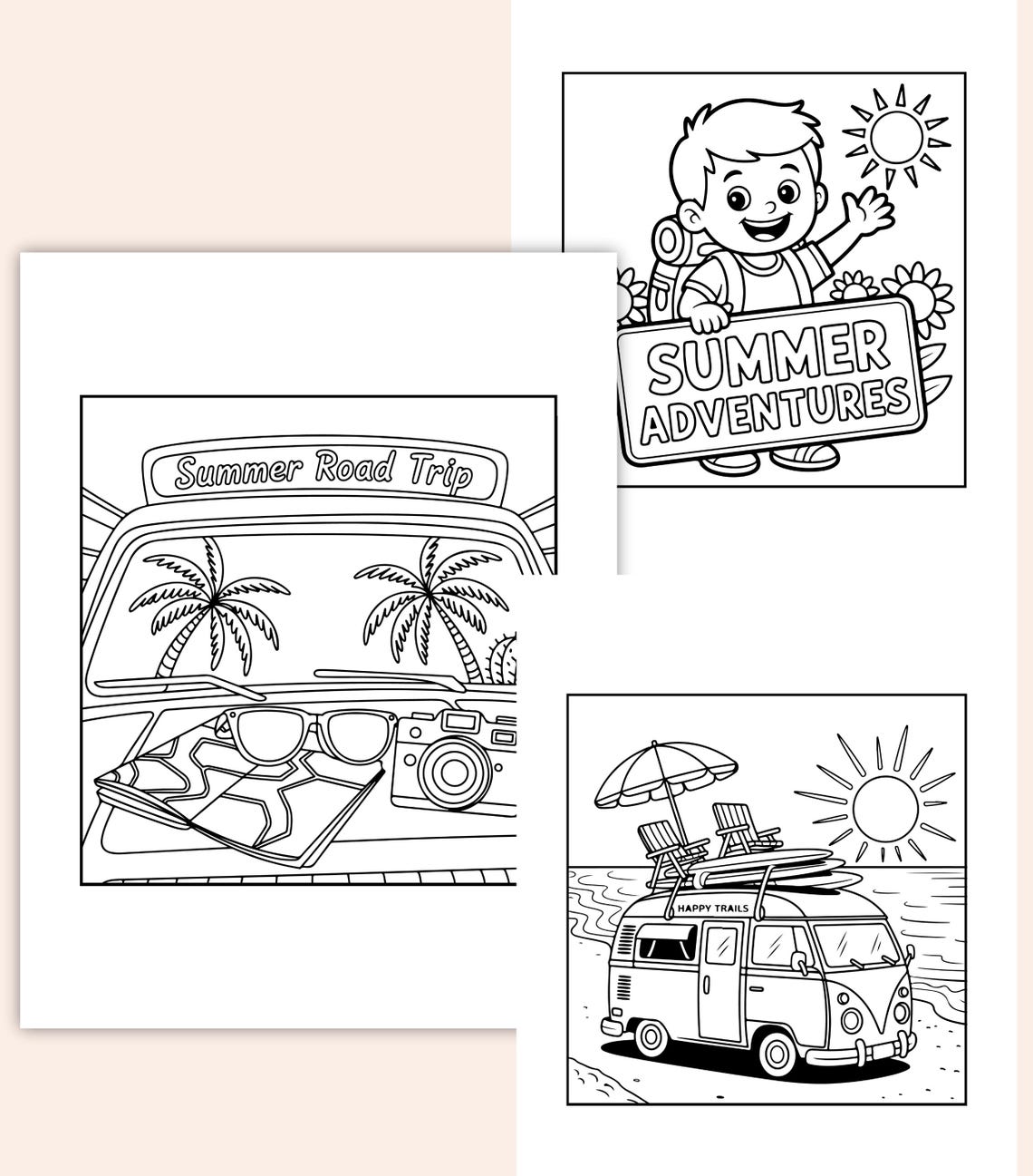 Easy Road Trip Coloring Pages for Kids - Travel Activity Printable ...