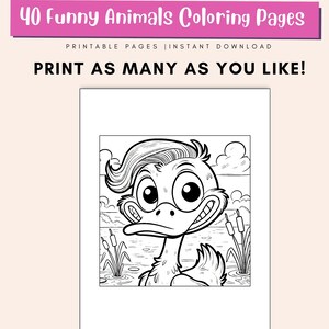Funny Animals Coloring Pages for Kids, Printable Instant Download ...