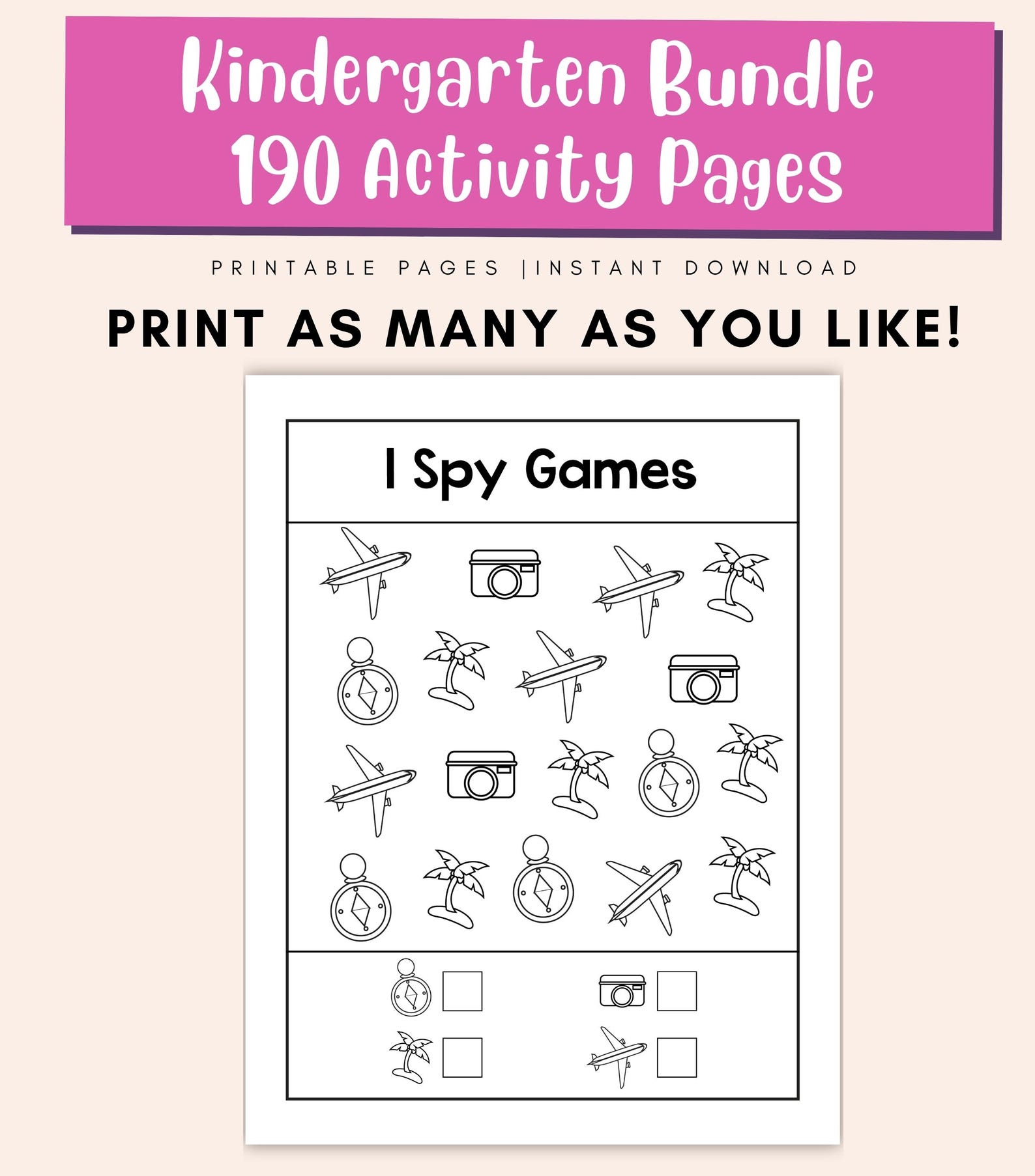 Kindergarten Worksheets Bundle for Kids – Printable Math, Reading ...