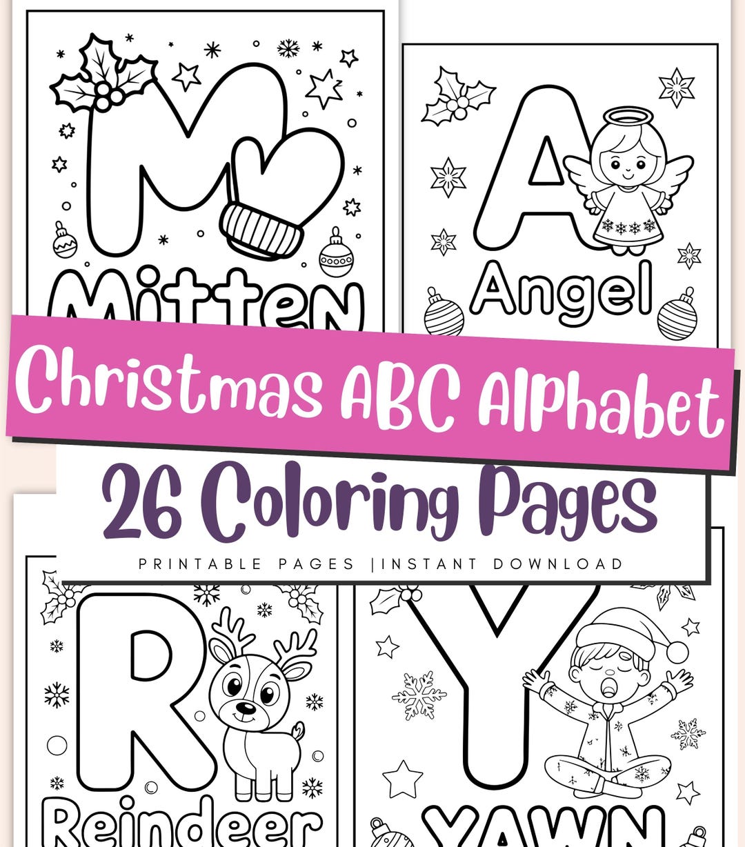 Christmas ABC Coloring Pages for Kids: Digital Download for Toddlers ...