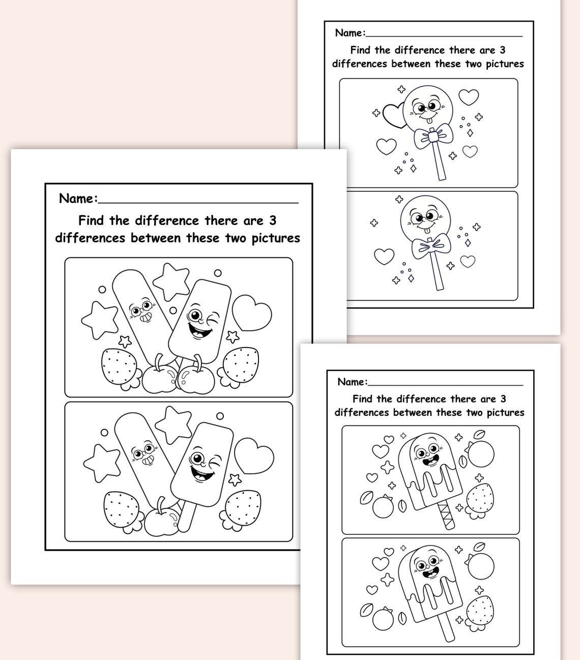Spot the Difference for Kids, Find the Difference, Printable Preschool ...
