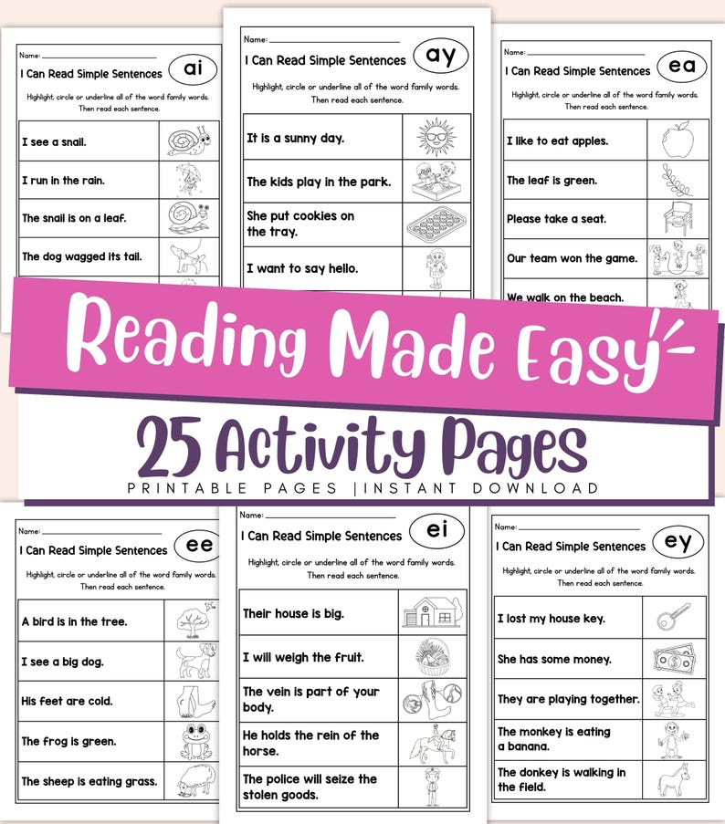 Phonics Sentences Worksheets – Printable Reading Practice, Sentence ...