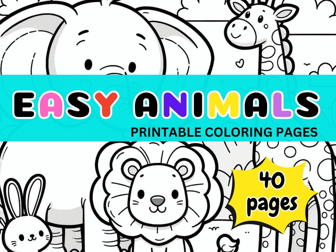 Easy Animals Coloring Pages for Kids, Kindergarten, Toddlers ...