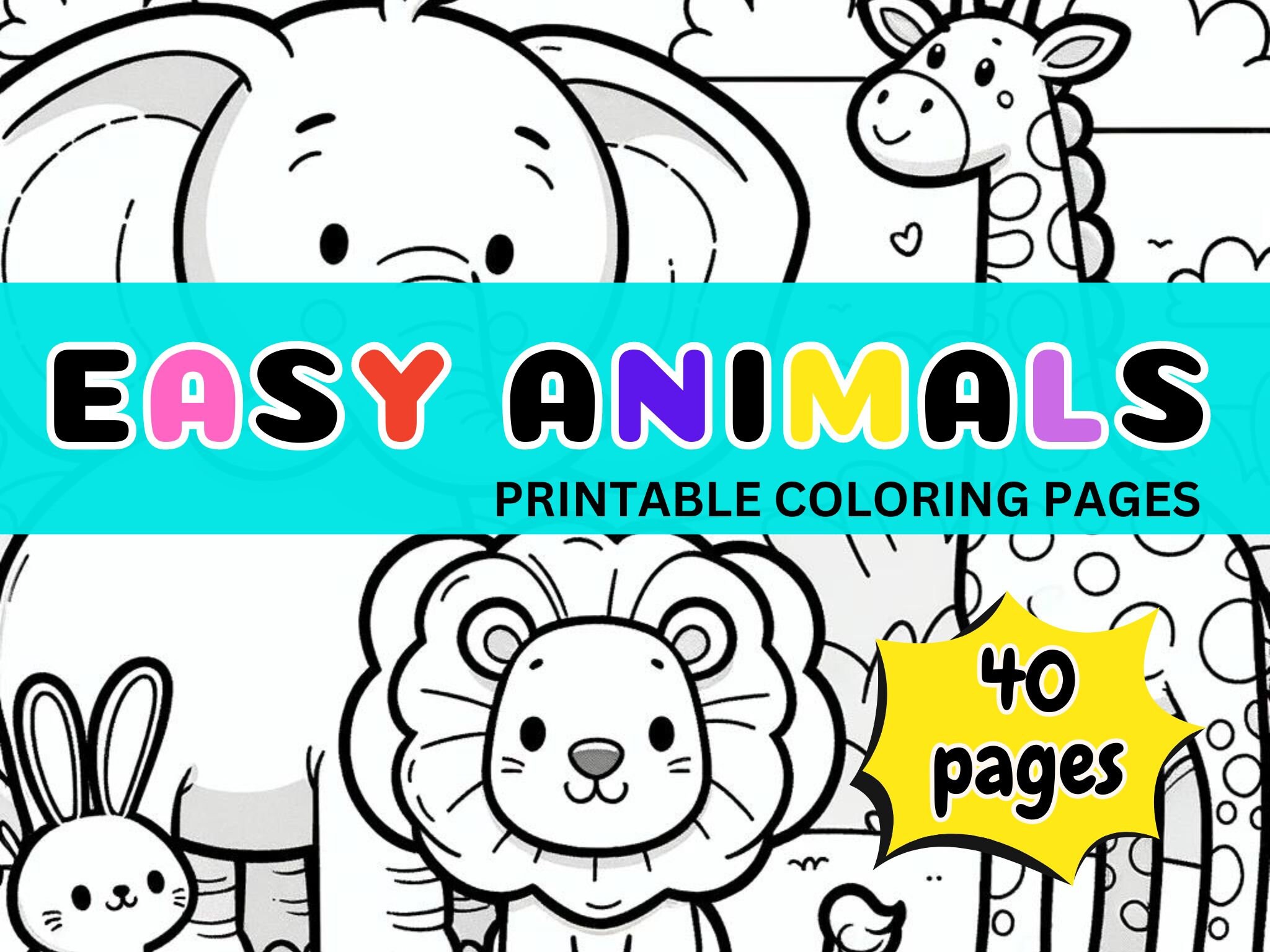 Easy Animals Coloring Pages for Kids, Kindergarten, Toddlers ...