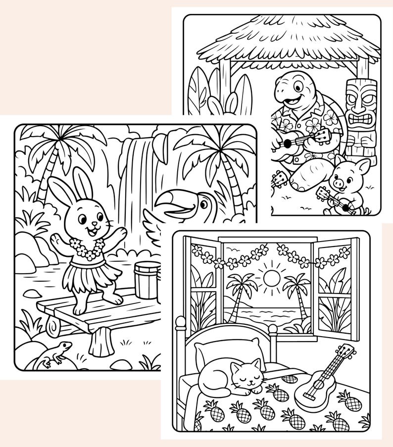 Aloha Hawaii Beach Coloring Pages – Tropical Island Adventure for ...