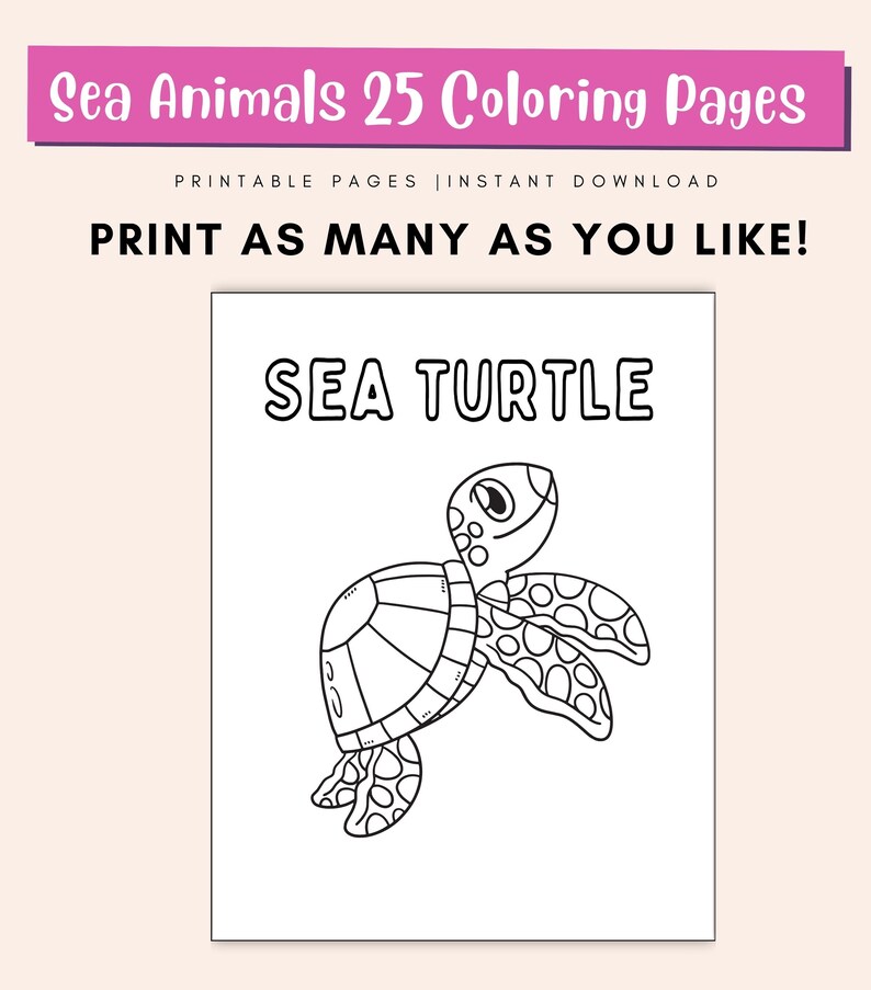 Easy Ocean Animals Coloring Pages, Sea Creatures, Printable Coloring ...