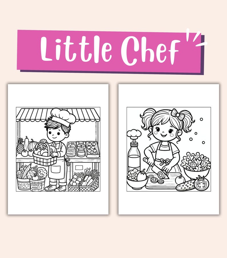 Little Chef Coloring Pages for Kids: Cooking & Kitchen Fun Activity ...