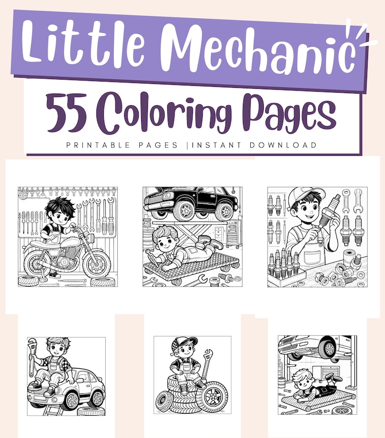 Little Mechanic Coloring Pages for Kids, Wrench Passer Cute Coloring ...