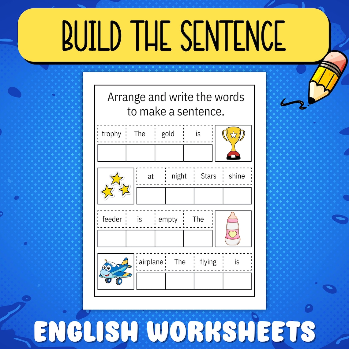 Build the Sentence Worksheets for Kids: Cut & Paste Literacy Activity ...