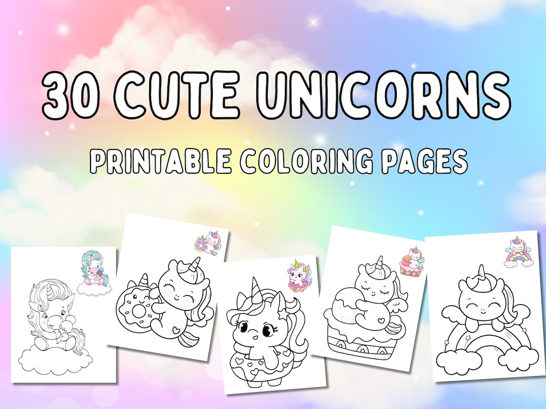 Cute Unicorns Coloring Pages, Coloring for Kids, for Girls, Easy ...