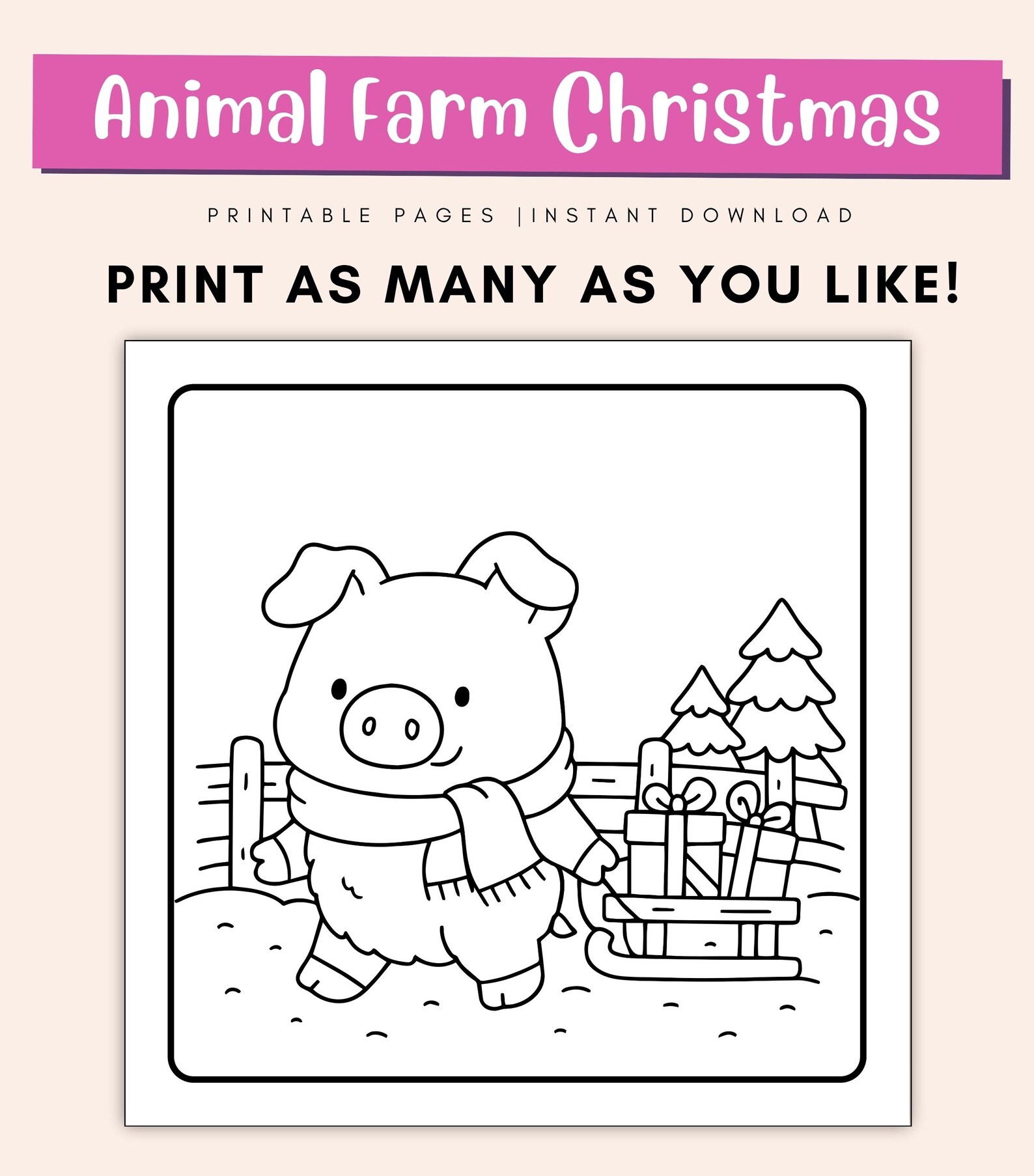 Animal Farm Christmas Coloring Pages – Festive Barnyard Fun & Holiday ...