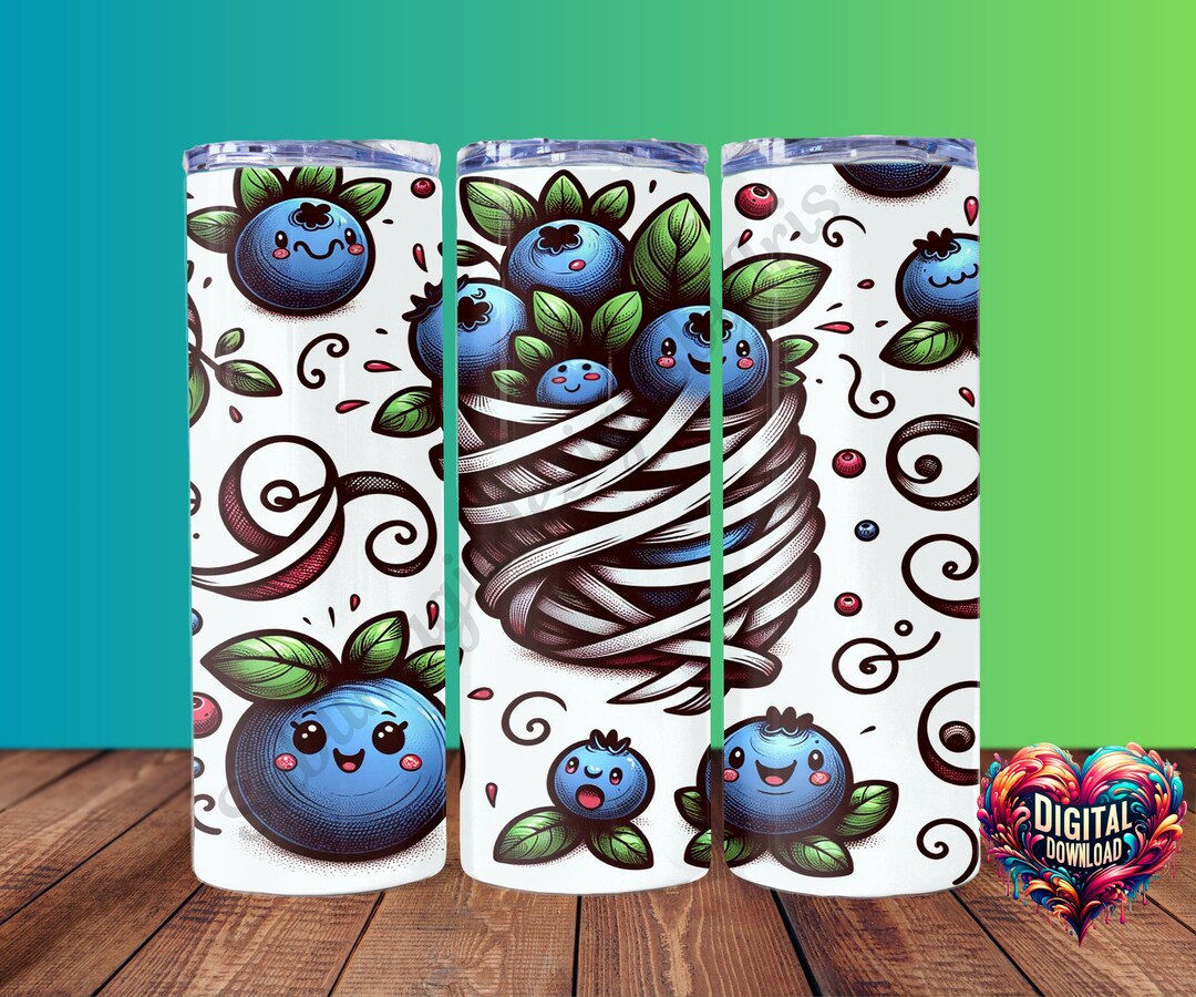 Blueberry Tumbler Wrap Template 20oz - Etsy