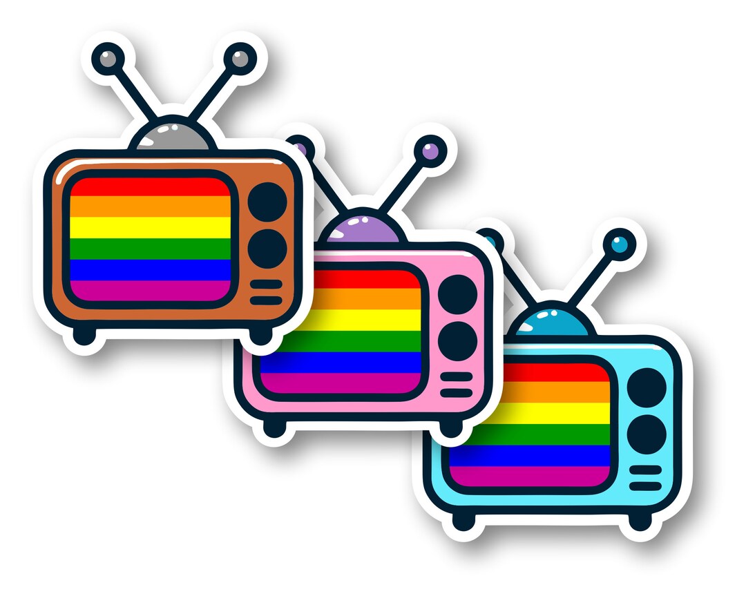 Retro TV Pride Flag 2.5 X 3 Inch Stickers, Set of 5, Sticker Television ...