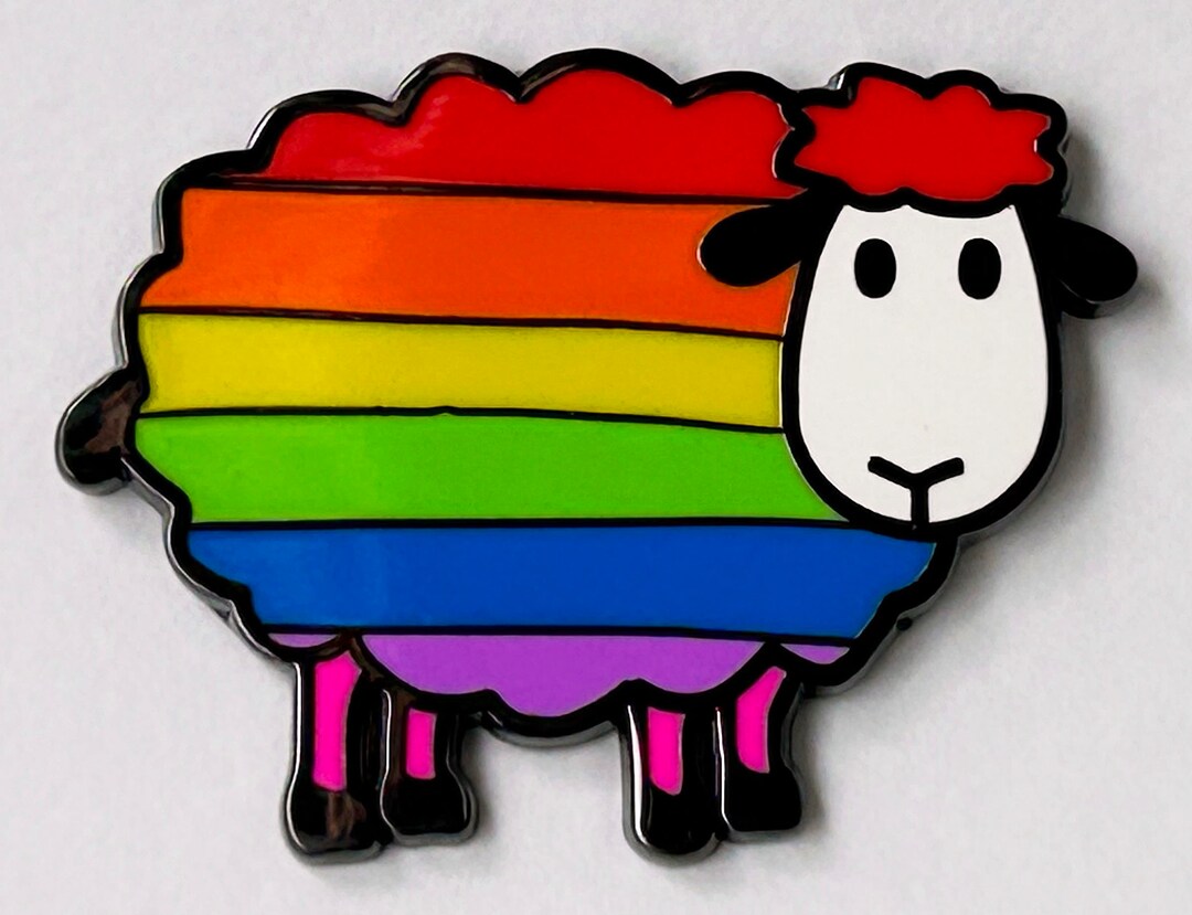 Cute Fluffy Sheep Pride Flag Enamel Pin Gay Rainbow Flag, LGBT LGBTQ ...