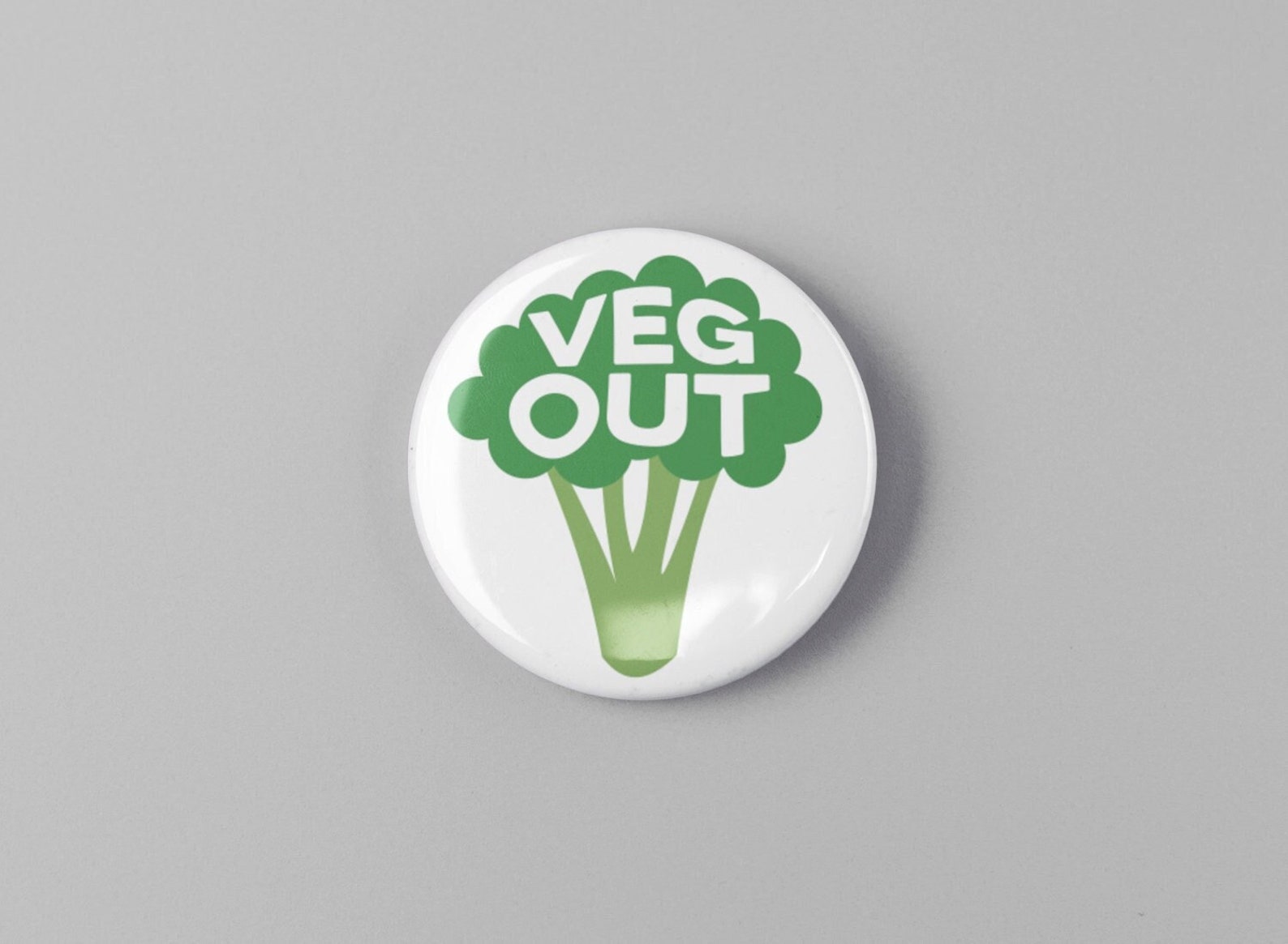 Veg Out 1.25" or 2.25" Pinback Pin Button Badge Vegan Vegetarian ...